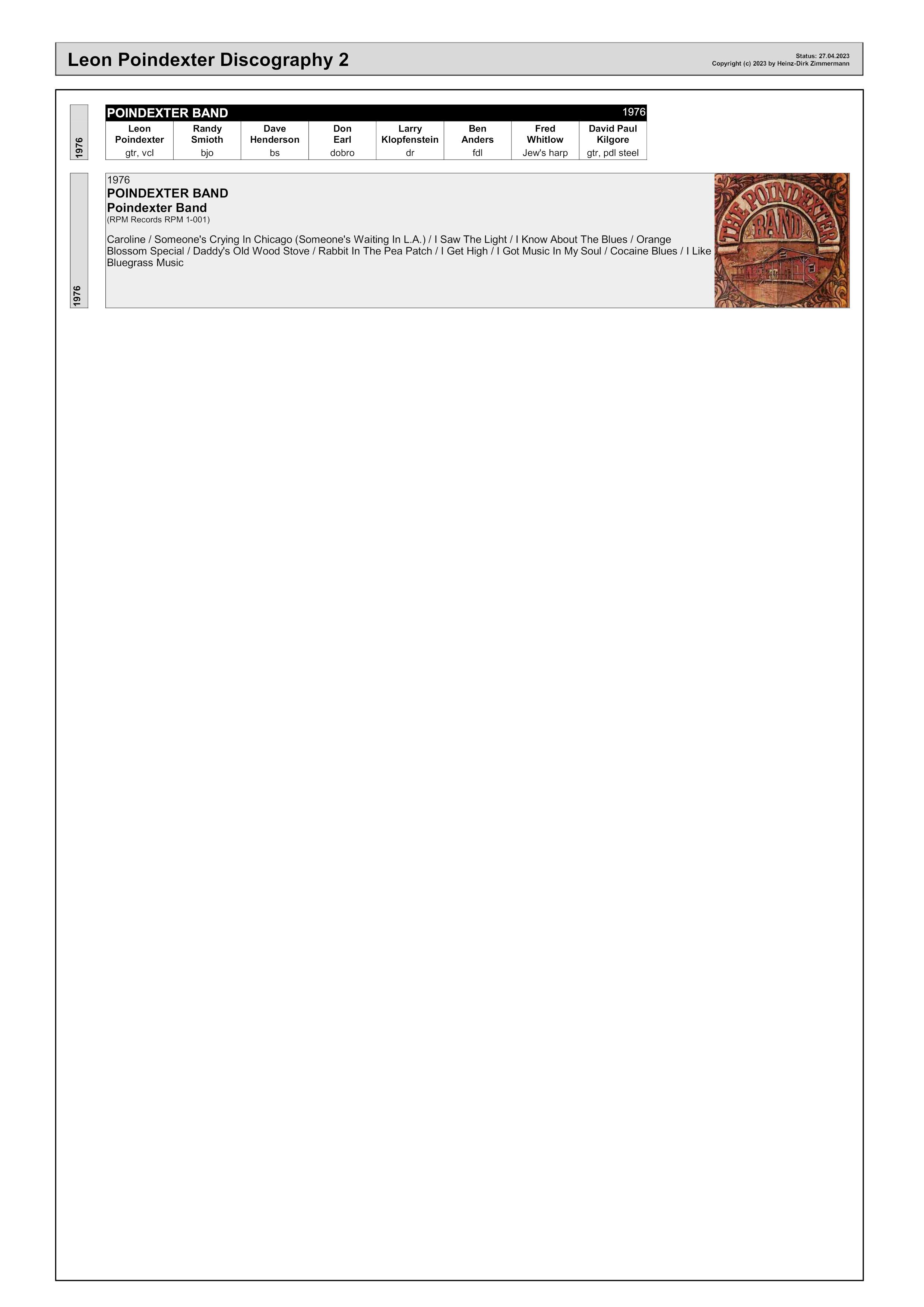 Leon Poindexter family tree & discography